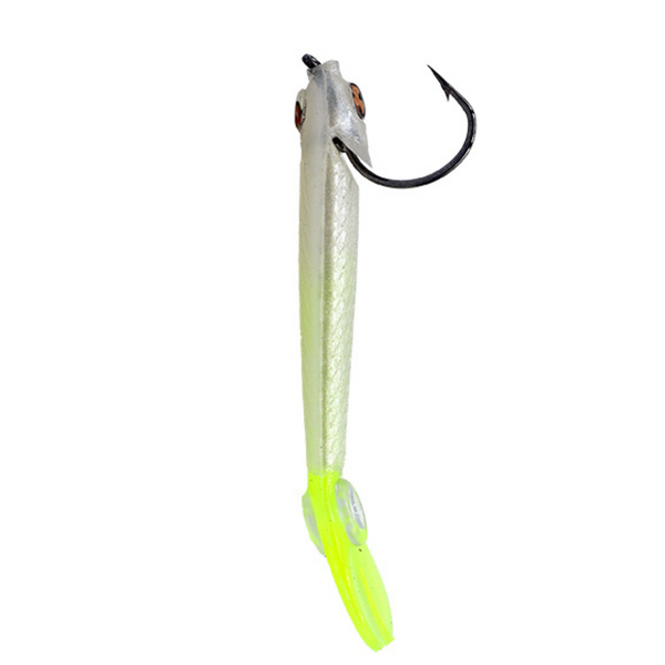 5.25" 5pc. Recoil Baits - Pearl White Chartreuse Tail – Lawless Lures